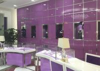 China Contemporary Curved Wooden Jewelry Display Cases Double Open Cabinet Doors With Locks for sale
