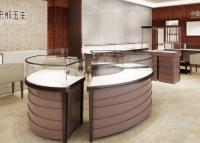 China Round Locking Steel Wooden Jewellery Shop Display Counters Purple Coating Finish for sale