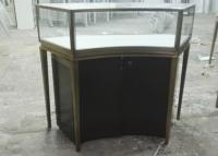 China Round Locking Steel Wooden Jewellery Shop Display Counters Purple Coating Finish for sale