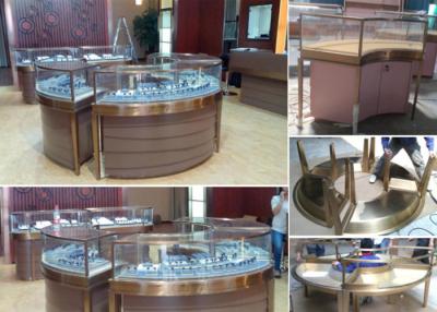 China Elegant Design Countertop Jewelry Display Cases Stable Stainless Steel Frame Wood for sale