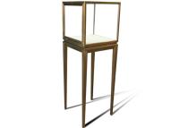 China Museum Custom Glass Display Cases Brushed Stainless Legs With LED Spot Lights for sale