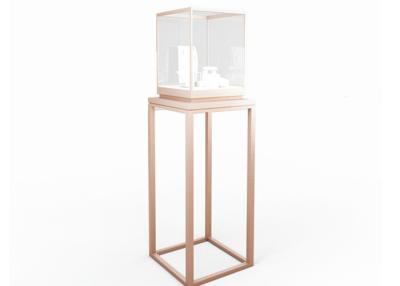 China Glass Museum Exhibit Cases / Pedestal Display Case Antique Copper Stainless Steel Frame for sale