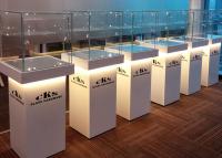 China Elegant Wooden Glass Display Cabinets Pre - Assembled Structure With LED Lighting for sale