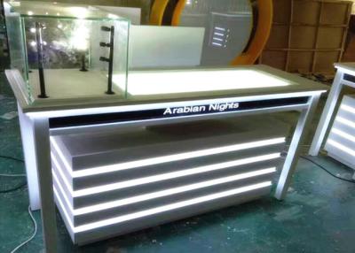 China Attractive Lighted Jewelry Display Case Fully White Lacquer Color Surface for sale