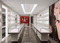 China Crystal Tempered Glass Top Showroom Display Cases Decorated With Pole Lights for sale