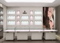 China Crystal Tempered Glass Top Showroom Display Cases Decorated With Pole Lights for sale