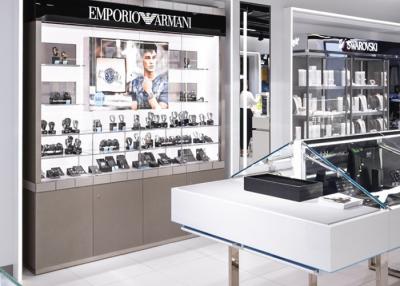 China Watch Showroom Display Cases White Painting Color With LED Spot Light for sale