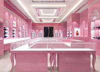 China Glossy Pink Color Showroom Display Cases 8MM And 6MM Tempered Glass Materials for sale