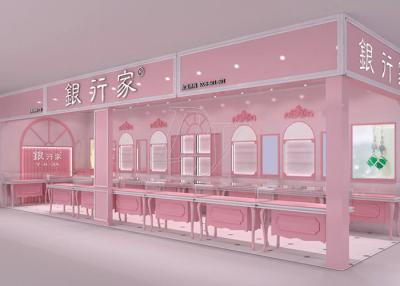 China Europeanism Pink Coating Showroom Display Cases Pre - Assembled Structures for sale
