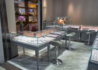 China Matte Gray Pink Coating Glass Wooden Jewelry Display Cases / Store Display Cases for sale