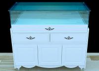 China White Lacquer Painting Custom Glass Display Cases Wooden Display Plinth for sale