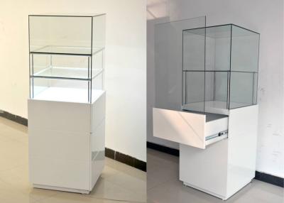 China White Glass Wooden Jewelry Display Cases With Locks 500 X 500 X 1500MM for sale