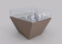 China Small Custom Glass Display Cases Wooden Construction With Brown Se-Mi Gloss Lacquer Finished for sale