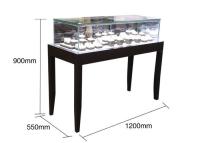 China Matte Black Color Pull - drawer Glass Table Display Counter 1200X550X900MM for sale