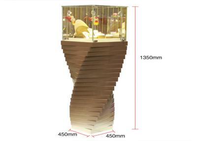 China Wooden Custom Glass Display Cases With 6MM Glass Open Door Matte Brown for sale