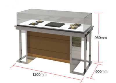China Commercial Jewelry Display Cases , Stainless steel wooden Jewellery Counters for sale