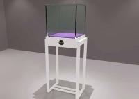 China Simple Style Glass Showcase Cabinet With Led Lights / White Metal Legs for sale