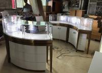China High End Stainless Steel Gold Jewellery Showroom Display With Led Light for sale