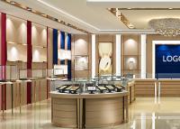 China Simple Beige Lacquer Jewelry Display Cases With SS + Wood +  Glass + Lights for sale