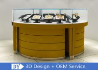 China Modern Wooden + Tempered Glass Jewelry Display Counter Matte Yellow for sale