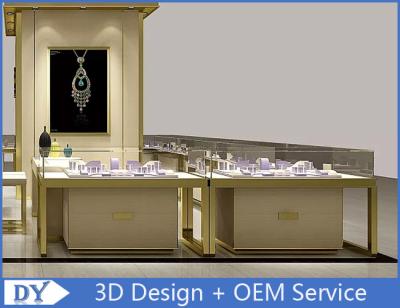 China OEM Custom Luxury Glass Jewelry Showcase Counter With Led for sale
