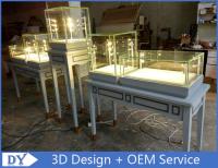 China Nice Modern Glass Wooden In Gray Jewellery Counter Design With Led Light for sale