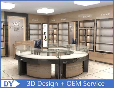 China Round Glasses Jewellery Shop Display Counters / Retail Jewelry Display Cases for sale