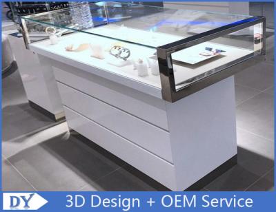 China Simple Nice Wooden Glass  Gloss White Jewellery Shop Counter for sale