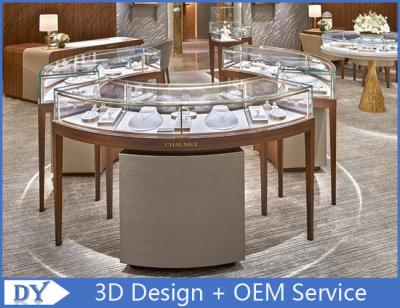 China Nice Attractive Stain Steel Jewellery Shop Display Counters Rose Gold + Beige Color for sale