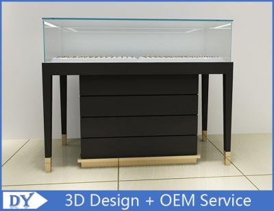China Wooden In Black Lacquer Jewelry Store Display Cases With Strong Glass for sale