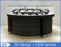 China Curve Wood Black Lighted Jewelry Display Case / Jewellery Display Cabinets for sale