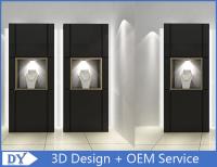 China Curve Wood Black Lighted Jewelry Display Case / Jewellery Display Cabinets for sale