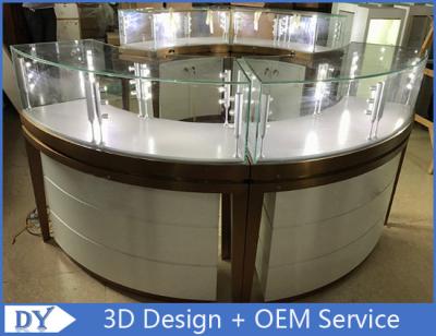 China High End Stainless Steel Gold Jewellery Showroom Display With Led Light for sale
