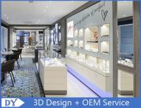 China Matte White Coating Jewelry Wall Display Cases With Led spot / Logo for sale