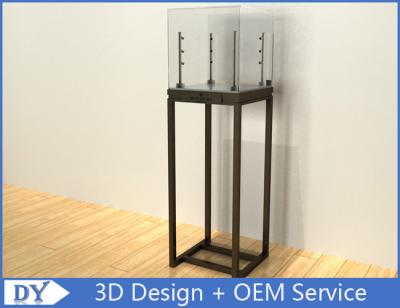 China Black Glass Square lighted Jewelry Display Cases / Jewellery Shop Display Cabinets for sale