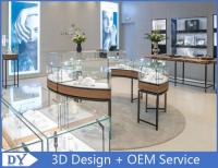 China Metal Round Shape Veneer Store Jewelry Display Cases / Retail Glass Display Cabinets for sale