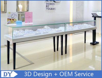 China Simple Wood Glass Jewelry Display Cases With Lock For Retail Store for sale