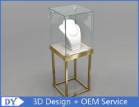 China Stain Steel Gold Frame Jewellery Glass Display Cabinets With Led for sale