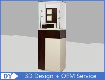 China Custom Wooden Coating Jewelry Tower Showcases With LED Light Brown Color for sale