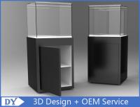 China Black Jewelry Pedestal Display Cases With Locks Wooden + Glass + Led lights for sale