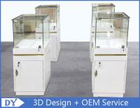 China Black Jewelry Pedestal Display Cases With Locks Wooden + Glass + Led lights for sale