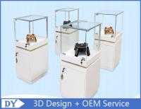 China Simple Matte White Wood Jewelry Tower Display With Lights Fully Assembly for sale