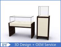 China OEM MDF Square Rectangle Pedestal Display Case With Lighting / Glass Display Cabinet for sale