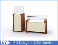 China Rectangle Square Jewelry and Exhibit Pedestal Display Case Brown + white Color for sale