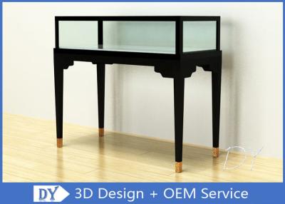 China Black Stainless Steel Frame Jewellery Display Counter With Locks 10mm Thickness for sale