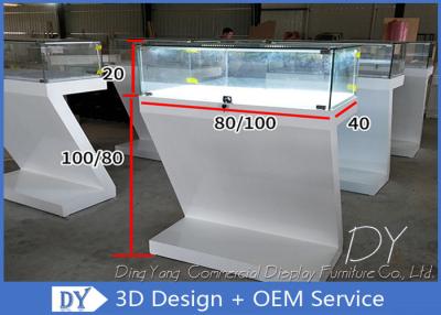 China Customized Matte White Jewelry Display Cases Wood MDF + Glass + Lights + Locks for sale