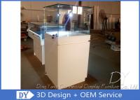 China Wood Square Glass Jewelry Display Case / Pedestal Showcase With Cabinet Locks for sale