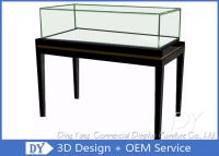 China OEM Simple Modern Wood Black Exhibition Plinths With Lights Fully Assembly for sale