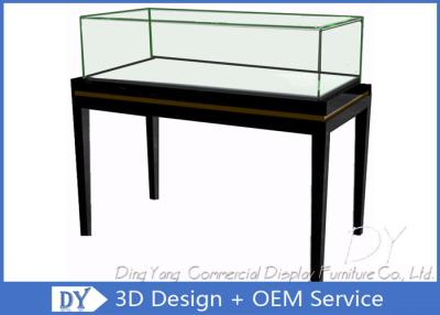 China OEM Simple Modern Wood Black Exhibition Plinths With Lights Fully Assembly for sale