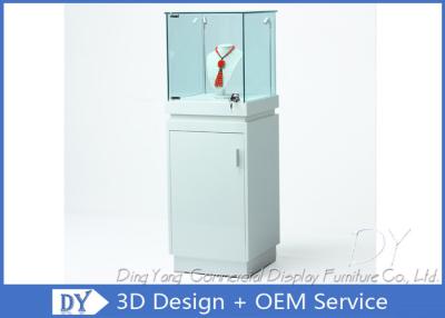 China Shinning White Custom Glass Jewelry Display Case With Lighting 450 X 450 X 1250MM for sale